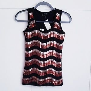 Chances R | Tops | Sequined Sleeveless Ribbed Tank Size Medium | Poshmark